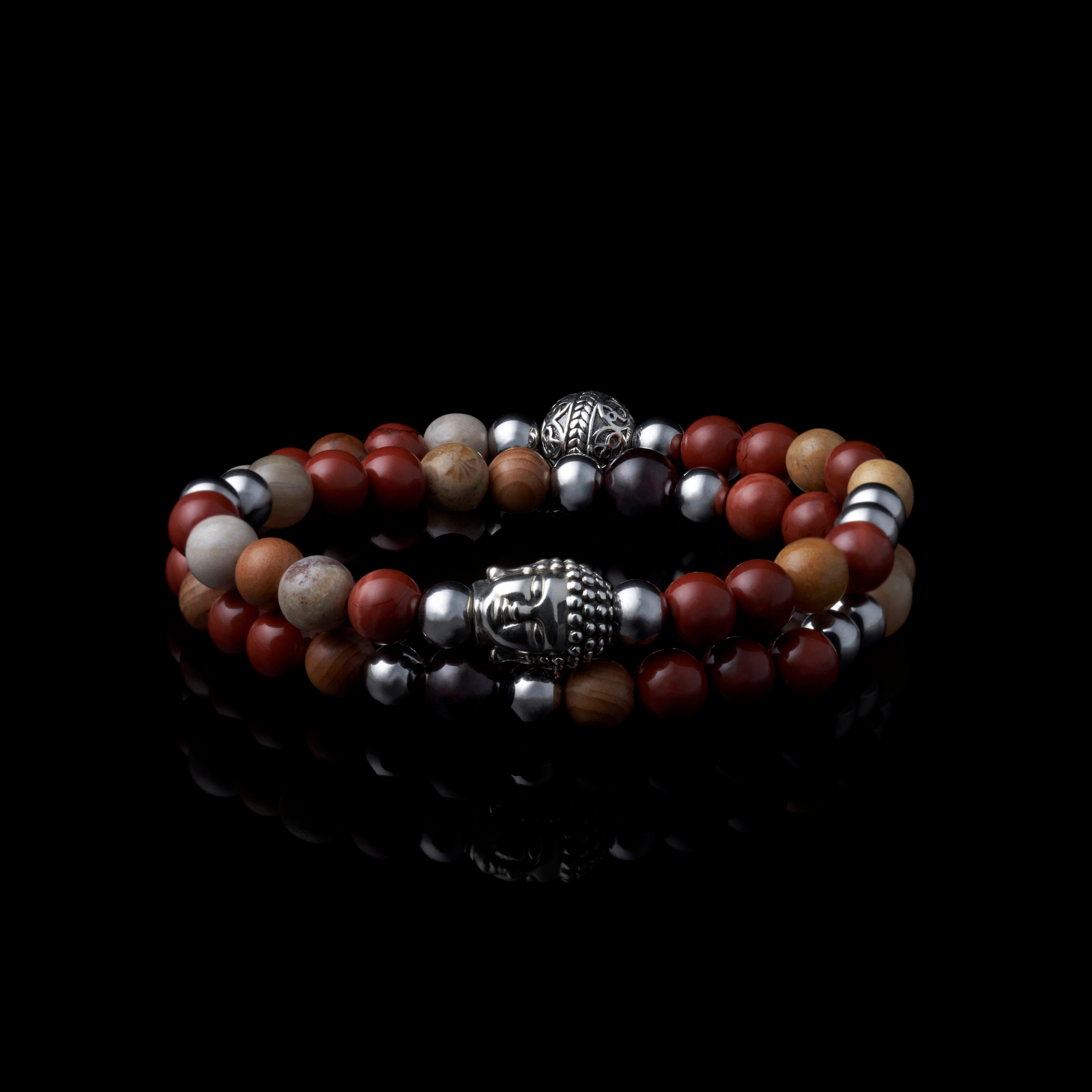 Azuro Silver Beaded Bracelets Crystal Wrap Bracelets for Men