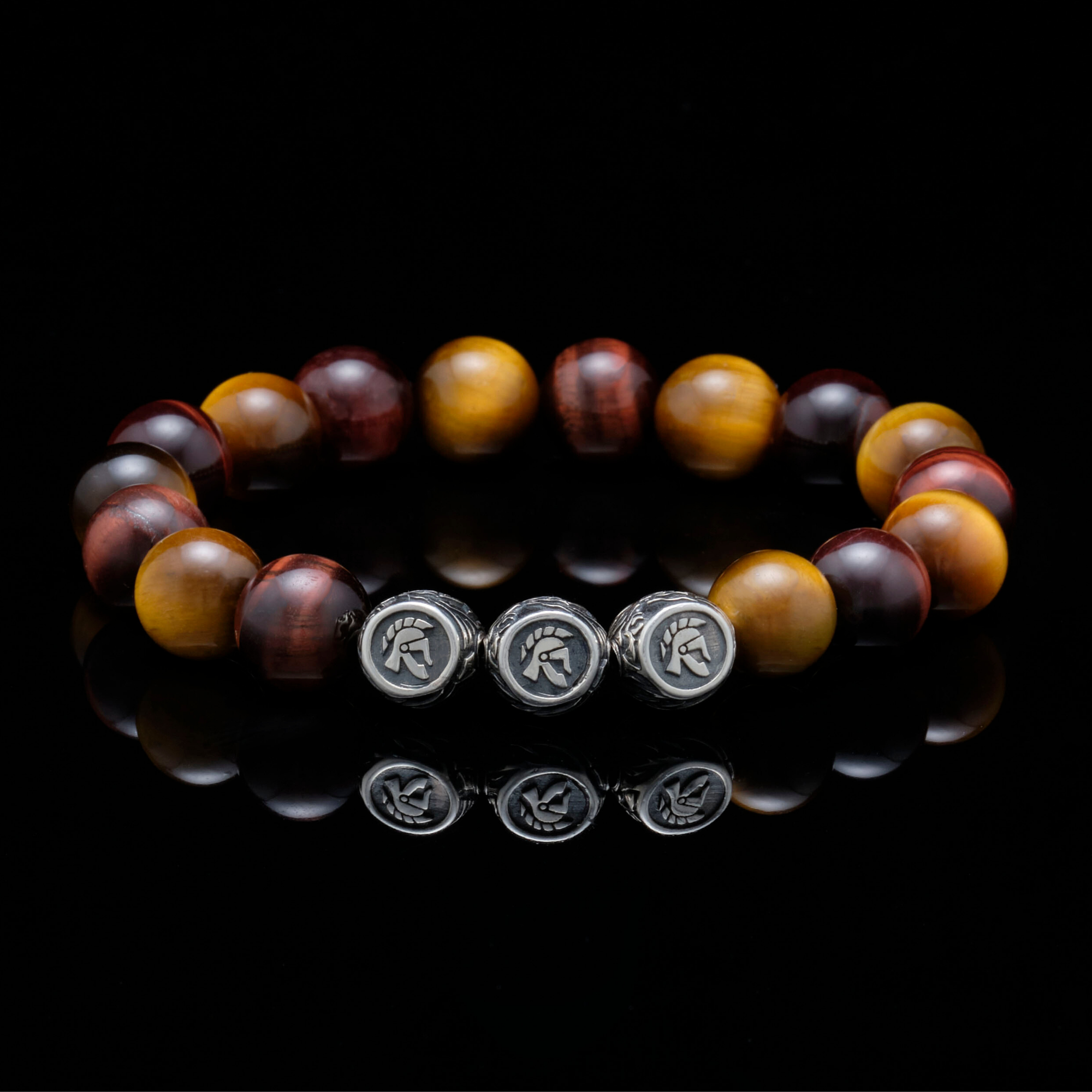 The Huntsman | Red Hawk Eye & Tiger Eye Bracelet | SIlver Charm ...